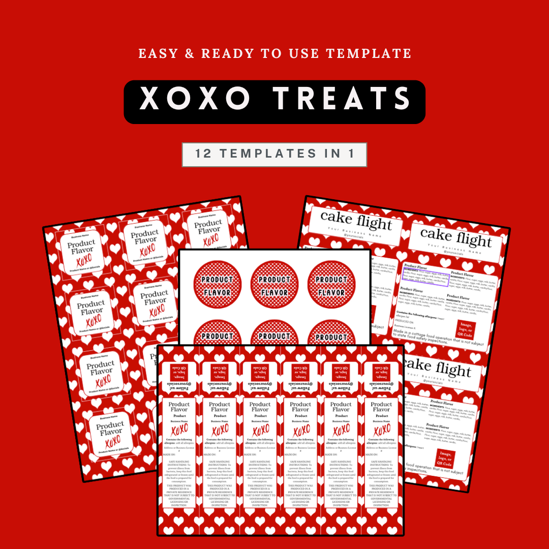 XOXO Treats Label Templates
